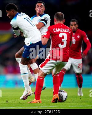 England's Marcus Rashford and Trent Alexander-Arnold run into each ...