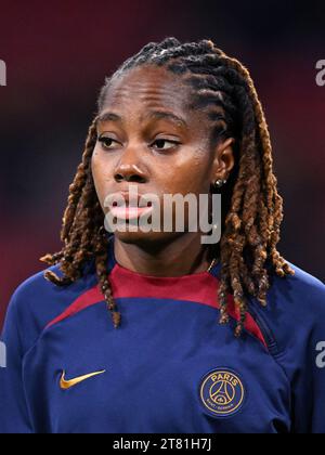 Tara Elimbi Gilbert of Paris Saint Germain and Clara Mateo of Paris FC ...