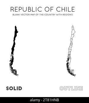 Vector blank map of Chile with regions and territories and ...