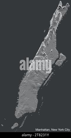 Topographic exaggerated relief map of MANHATTAN, NEW YORK CITY Stock ...