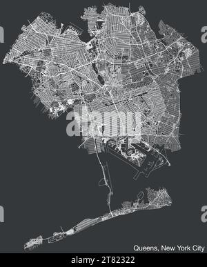 Street roads map of the QUEENS BOROUGH, NEW YORK CITY Stock Vector ...