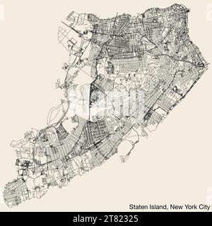 Street roads map of the STATEN ISLAND BOROUGH, NEW YORK CITY Stock ...