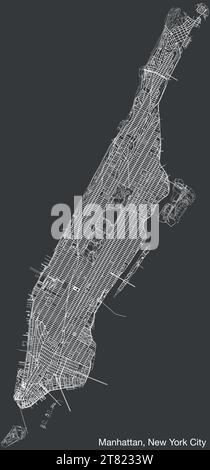 Street roads map of the MANHATTAN BOROUGH, NEW YORK CITY Stock Vector ...