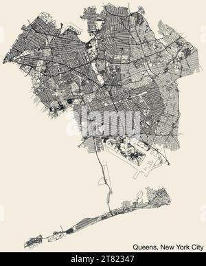 Street roads map of the QUEENS BOROUGH, NEW YORK CITY Stock Vector ...