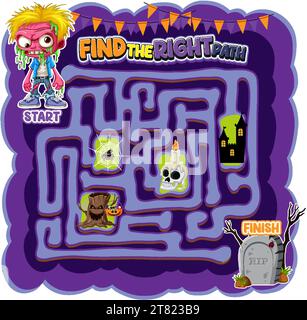 Halloween Horror Maze Game Template illustration Stock Vector Image ...