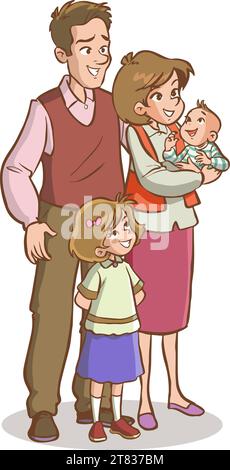 Cartoon Characters In Different Ages.extended family.Illustration of a ...
