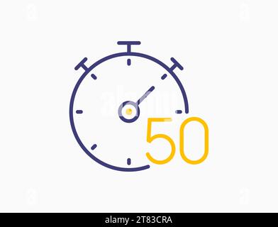 Timer 60 minutes line icon clock. Countdown stopwatch vector digital ...