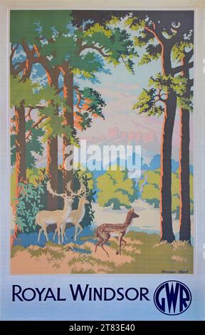 A vintage Great Western Railway travel advert poster depicting a ...