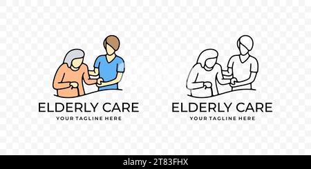 Elderly senior care logo design best logo vector image Stock Vector ...
