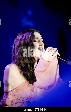 Italian singer Gaia attends the Italian premiere of "Wish" at Space ...