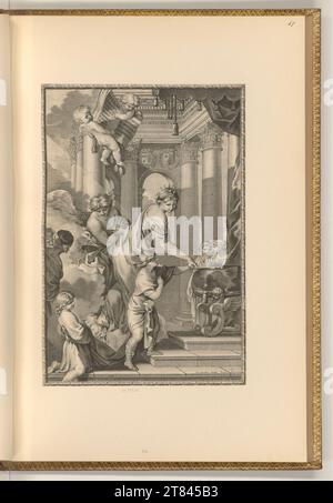 Batseba leads her son Solomon to a throne with a crown and staff ...
