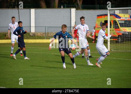 Rovinj, Croatia. 18th Nov, 2023. Luka Hodak of Croatia controls the ...