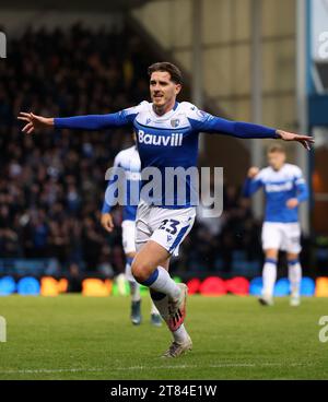 Gillingham's Connor Mahoney celebrates scoring their side's first goal ...