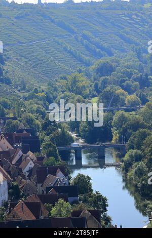 View of the Neckar Bridge in Besigheim Stock Photo - Alamy
