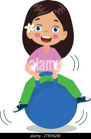 Kids Bouncing On Hopper Ball Stock Vector Image & Art - Alamy