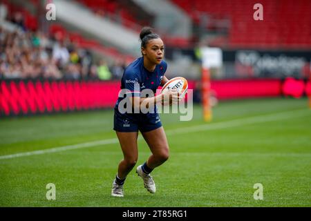 Bristol Bears Renee Bonner with the ball about to score a try Stock ...