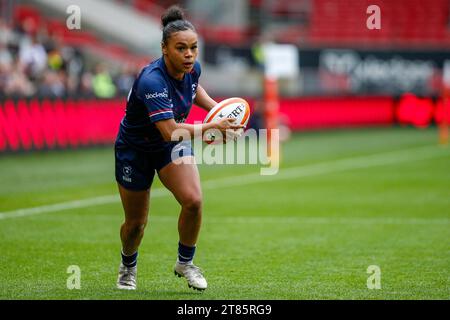 Bristol Bears Renee Bonner with the ball about to score a try Stock ...