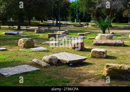 The ancient site of Plato’s Academy. Old stones in the park Stock Photo ...