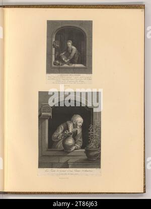 Johann Georg Wille (Engraver) Young woman knitting. Copper engraving ...