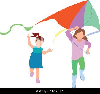 Spring Boy Flying a Kite Cartoon Colored Clipart Stock Vector Image ...