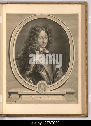 Gerard Edelinck (Engraver) Portrait Louis XIV .. Copper engraving print ...