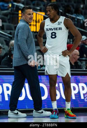 Xavier head coach Sean Miller gestures during the first half of an NCAA ...
