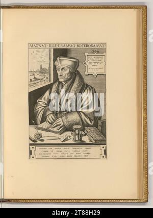 A portrait print of Erasmus of Rotterdam by Frans Huys after Hans ...