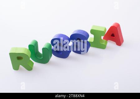 The word Russia written with colorful letter blocks Stock Photo - Alamy