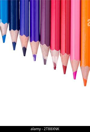 Lots of different colored isolated pencil tool for artistic creativity ...