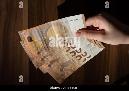 Background of euro bills. Fragment part of euro money Stock Photo - Alamy