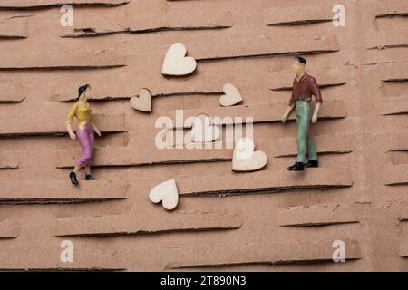Heart and tiny man figurine model and notice board Stock Photo - Alamy