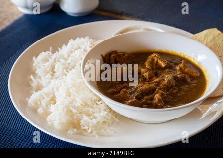Chicken curry Nepalese sty,e with rice Stock Photo - Alamy