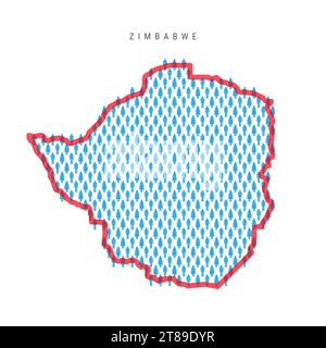 Zimbabwe population map. Stick figures Zimbabwean people map with bold ...