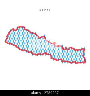 Nepal population map. Stick figures Nepali people map with bold red ...