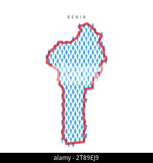 Benin population map. Stick figures Dahomey people map with bold red ...