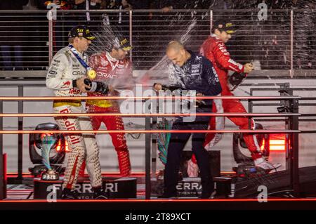 Max Verstappen and Charles Leclerc celebrate coming first and second in ...