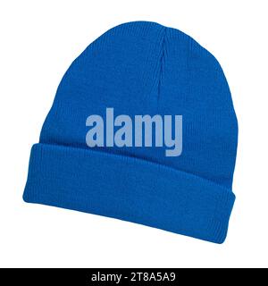 1 Blue woolen cap isolated isolated on white background Stock Photo - Alamy
