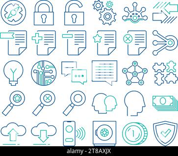 Document flow line icons collection. Workflow management, Information ...