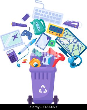 e-waste electrical and electronic equipment pile. Computer and home ...