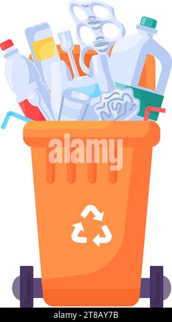 Open lid fulled container for storing, recycling and sorting used household glass waste. Green ...