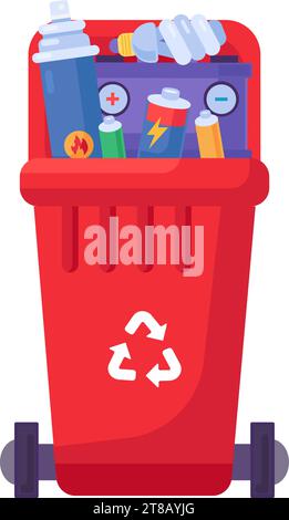 Open lid fulled container for storing, recycling and sorting used household glass waste. Green ...