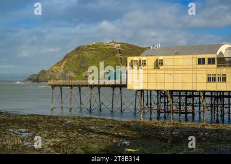 The Royal Pier Arcade, Aberystwyth Pier at low tide showing the Pier ...