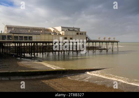 The Royal Pier Arcade, Aberystwyth Pier at low tide showing the Pier ...