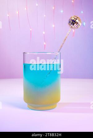 A Pastel Spring Cocktail: A Multi-Color Green and Yellow Beverage Drink ...