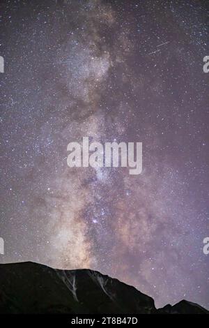 The Milky Way Galaxy rising above craters and cinder cones. Craters of ...