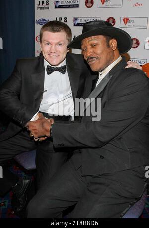 British boxer Ricky Hatton meets legendary US boxer Joe Frazier at the ...