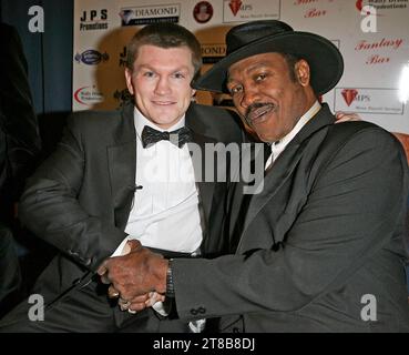 British boxer Ricky Hatton meets legendary US boxer Joe Frazier at the ...