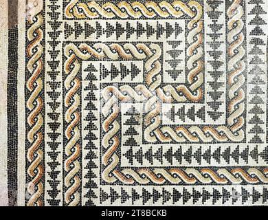 Ancient Roman mosaic floor with elaborated design in Milan, Italy Stock ...