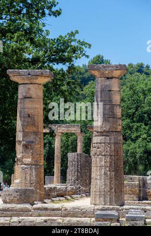 Greece Olympia, ancient ruins of the temple of Zeus, it most important ...