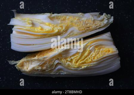 sliced napa cabbage on the stone board. Fresh veggies texture Stock ...